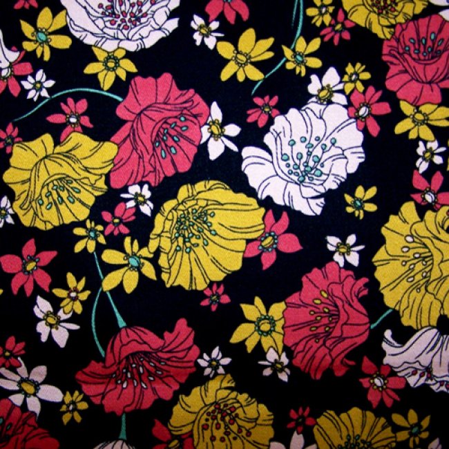 Vintage Flowers Heavy Weight Cotton 50 Inches Wide Fabric