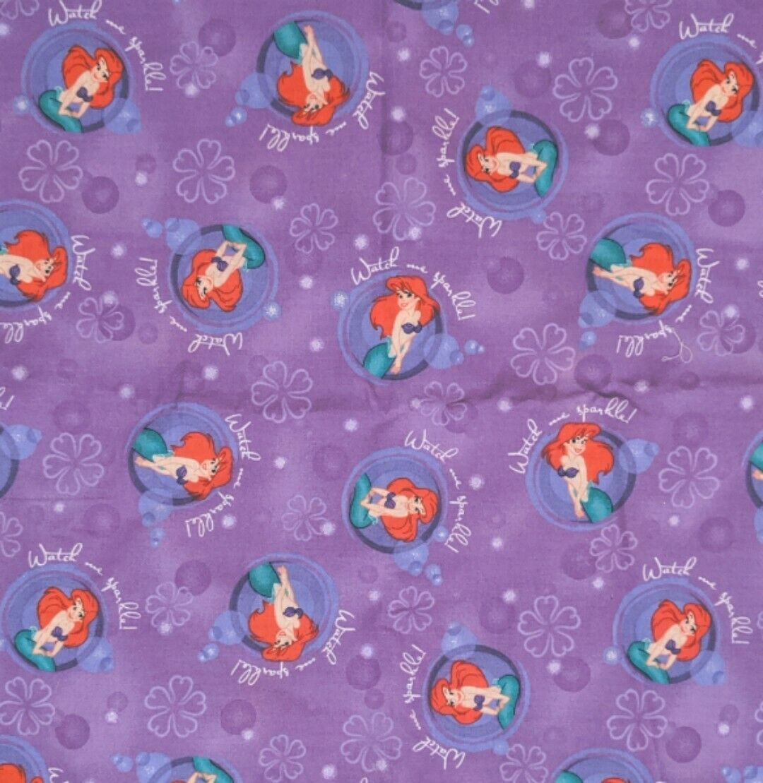 Disney Ariel Little Mermaid Purple Cotton Fabric