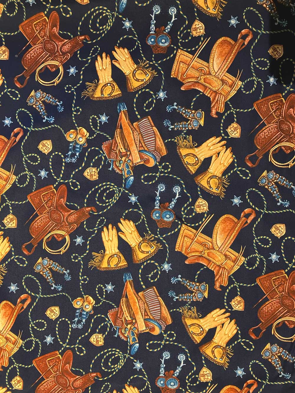 Wild Wild West Cowboy (Navy Blue) Fabric by Shamash & Sons